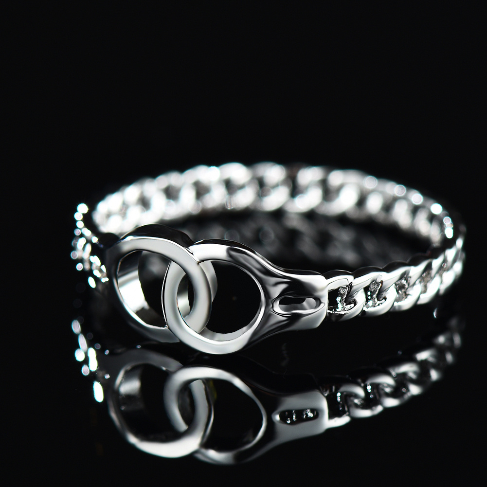 Personality Fashion Simple 8 Shaped Circle Chain Cross Ring Ladies ...