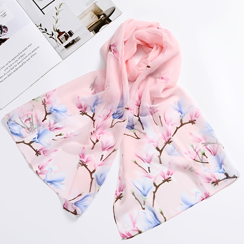 Print Satin Scarf Imitation Silk Shawl Women - Temu United