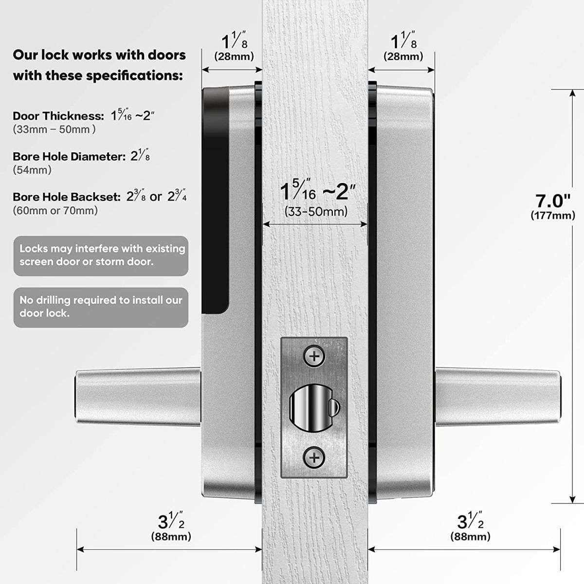 Smart 1 Door Lock Handle Biometric Technology Storage Memory - Temu ...