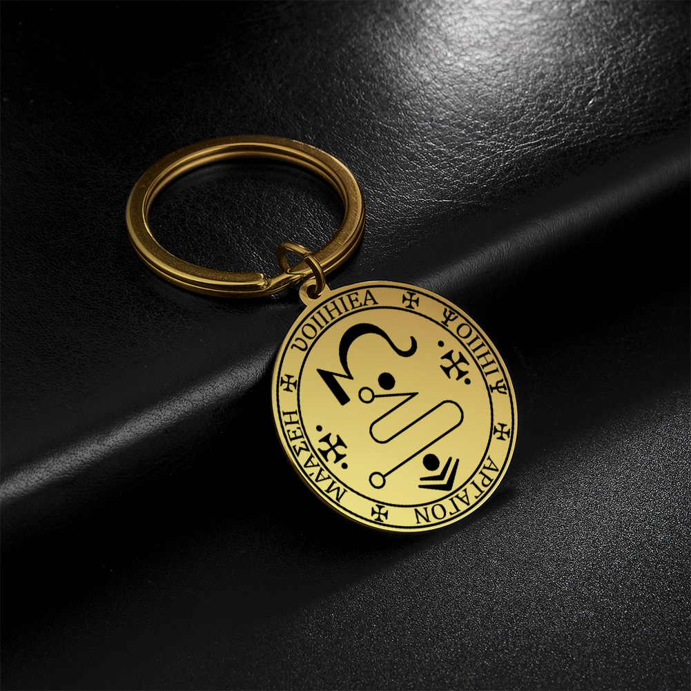 vintage fortune round charm fashion stainless steel keychain gift for ...