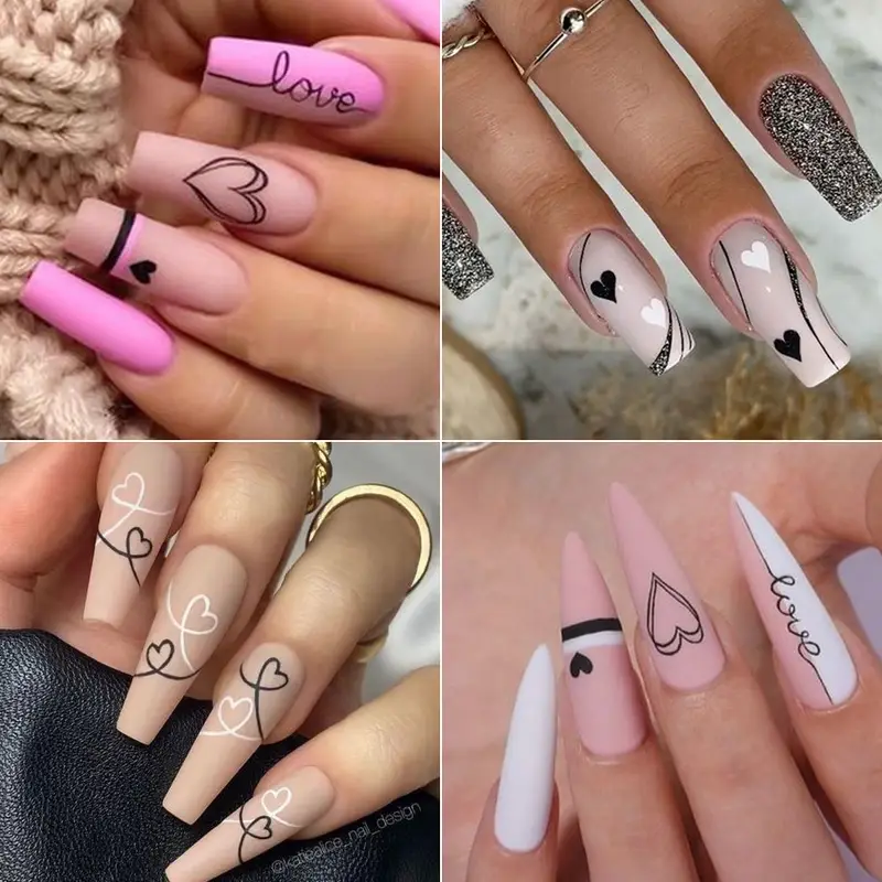 Love Heart Nail Water Stickers Decals Set Graffiti Temu Norway