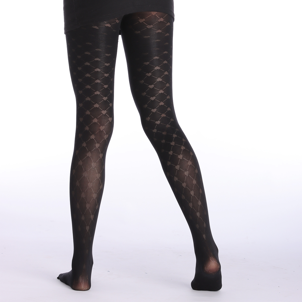 Womens Heart Pattern Semi Sheer Thigts Stockings Temu