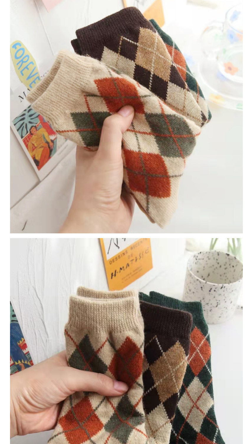 Knitted Outdoor Sock Argyle Pattern Christmas Warm Crew - Temu Netherlands