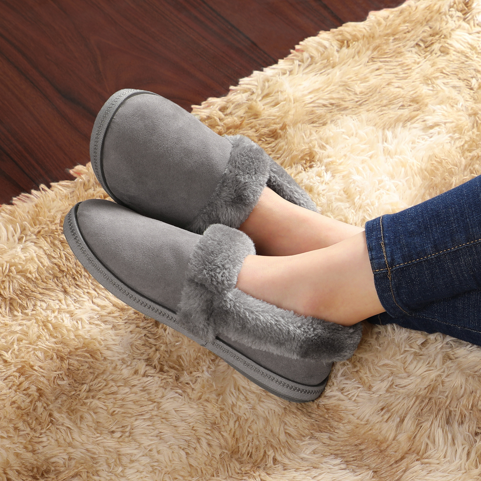 Women's Indoor outdoor Faux Fur Lined Slippers Autumn Winter - Temu ...
