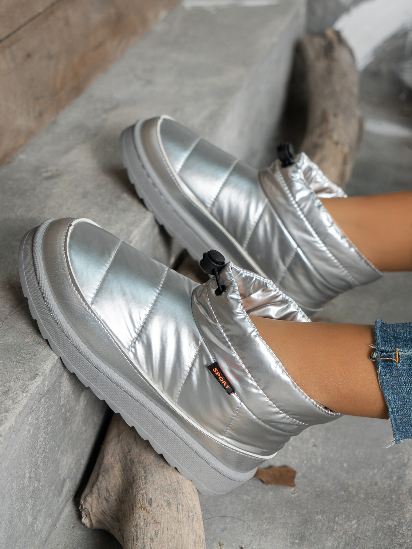 Women's Fashion Silver Grey Snow Boots Winter Thermal Ankle - Temu ...