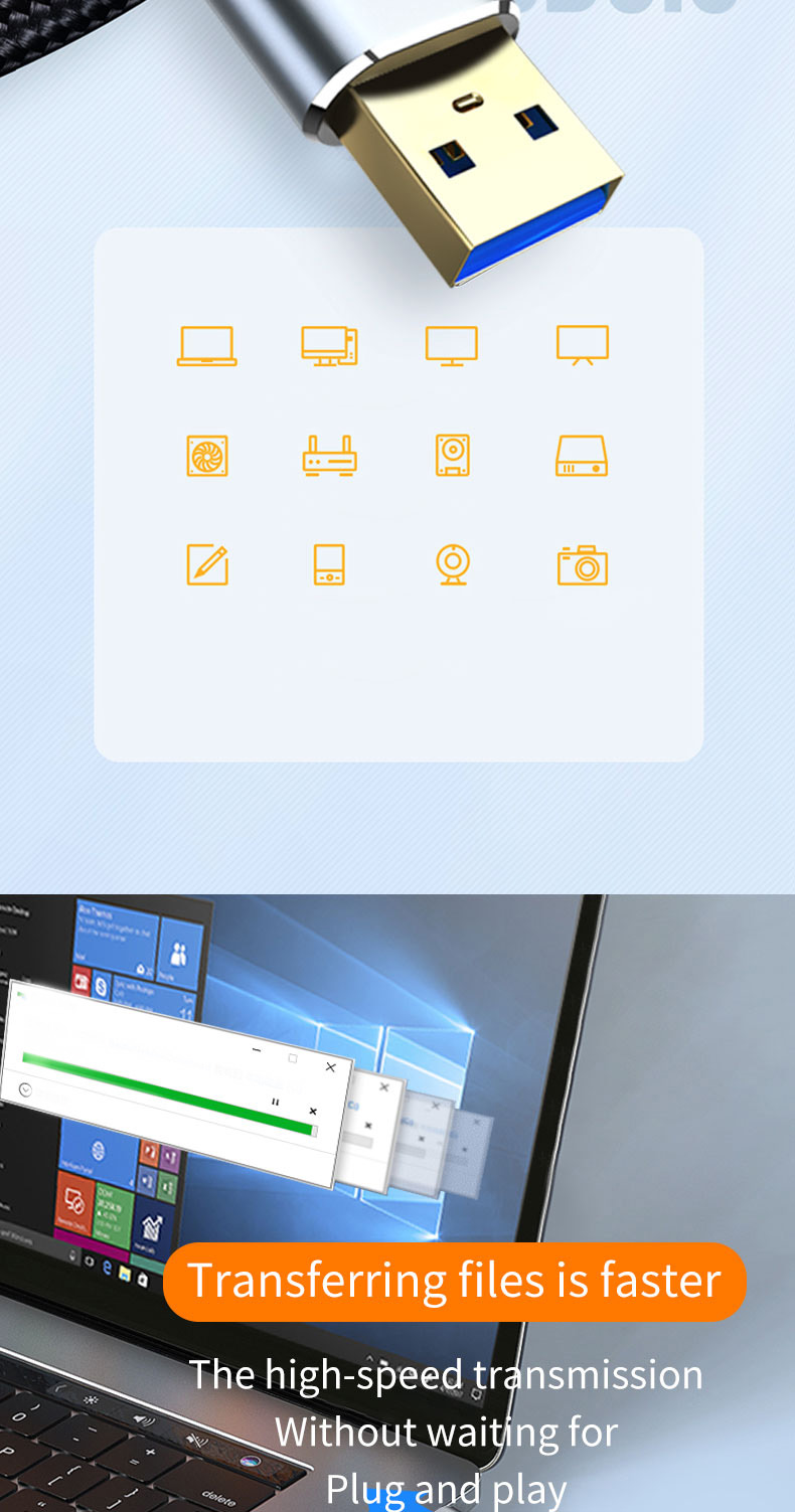 Boost Usb 3.0 Data Transfer Speed Double sided Usb Cable! - Temu