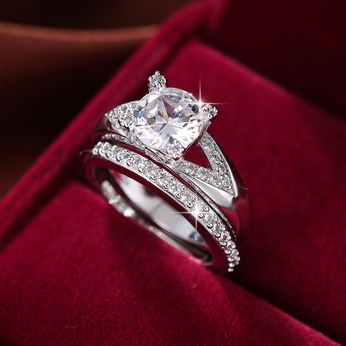 White Fashion Ladies Couple Gift Wedding Ring Zicron Inlaid Ring ...