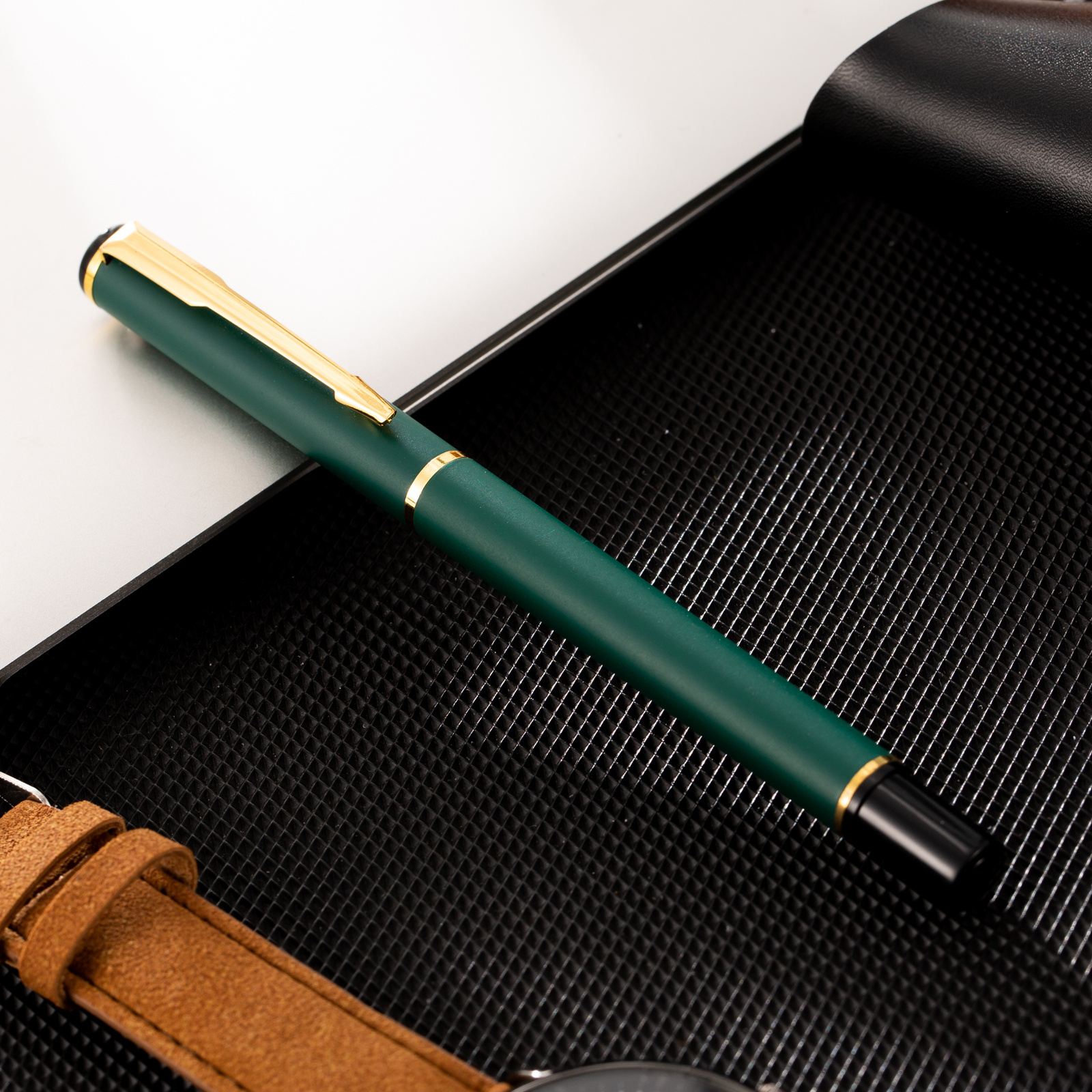 Ballpoint Pen Matte Green Golden Clip Writing Pen - Temu