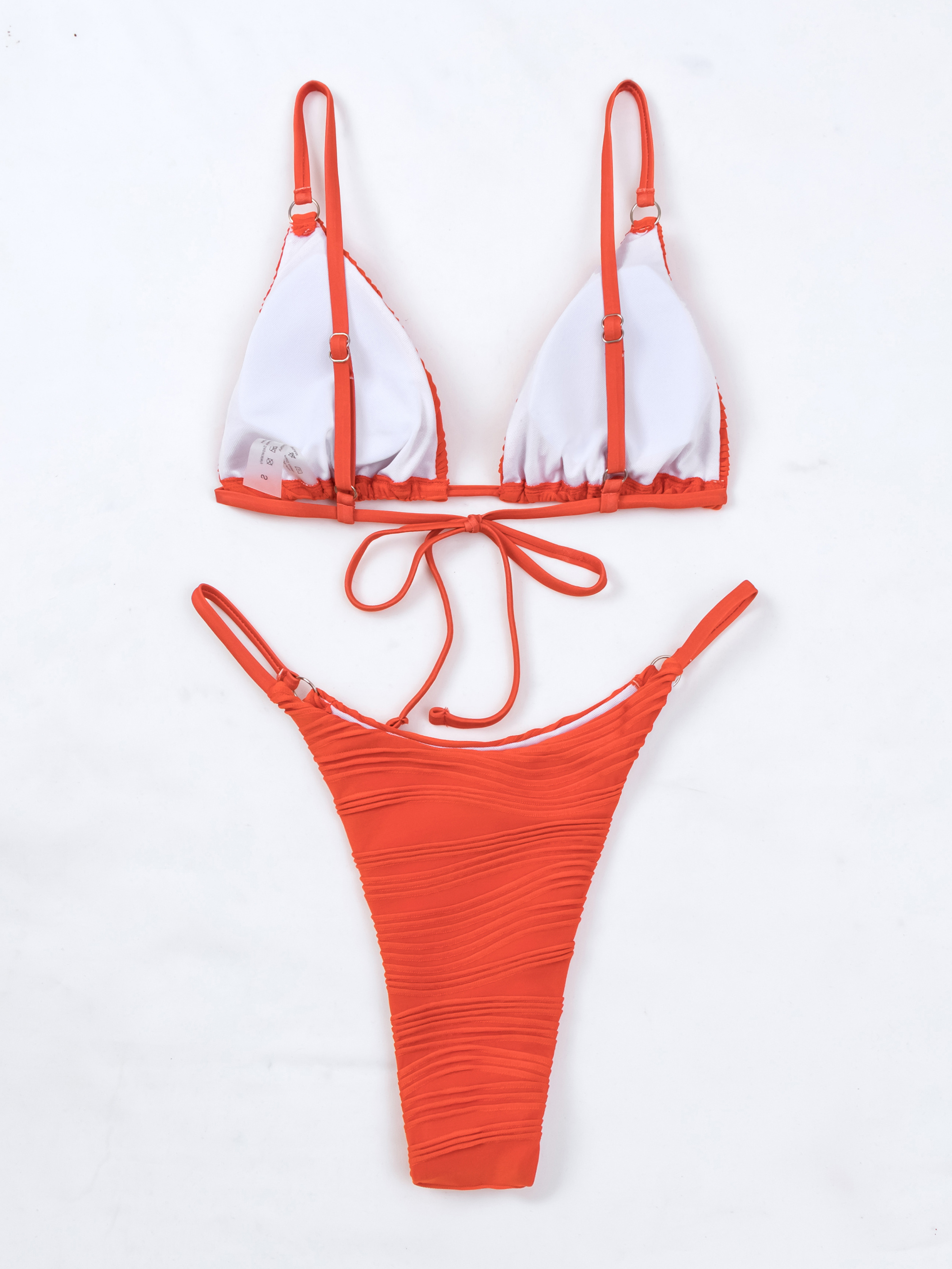Wavy Embossed Texture Bikini Sets Line Side High - Temu Australia