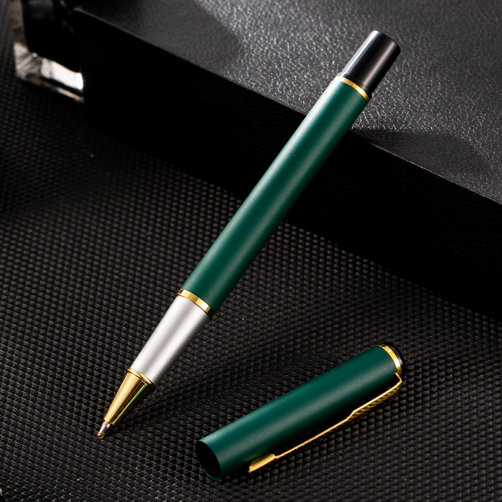 Ballpoint Pen Matte Green Golden Clip Writing Pen - Temu