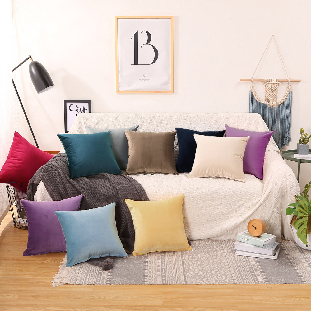 square solid color velvet pillowcase, - Temu Australia