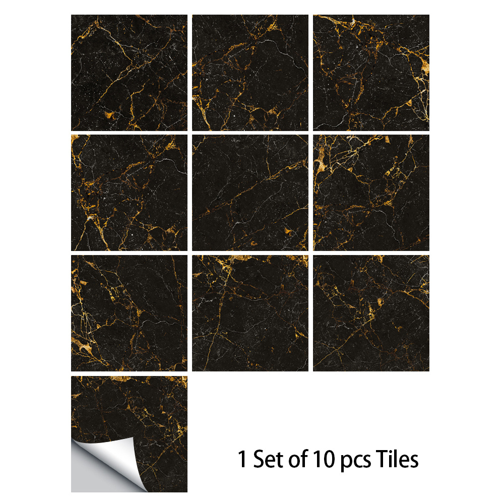 Black Tile Stickers Square Diy Marble Waterproof Wall - Temu Portugal