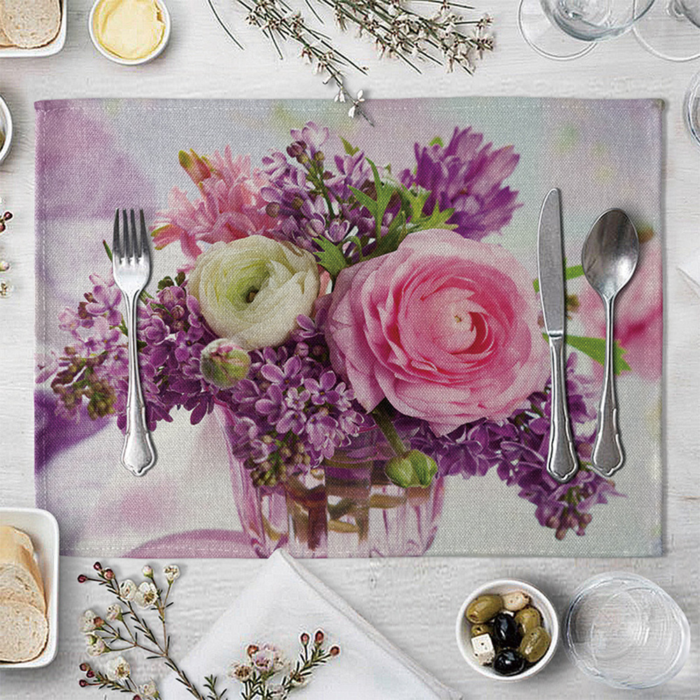 1 Ps Rose Flower Pattern Placemat Sunflowers Dining Table - Temu United ...