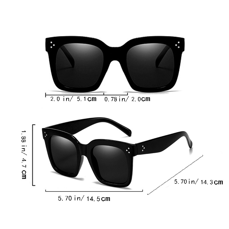 Oversized Fashion Square Sunglasses Women Ladies Wide Temple Temu New