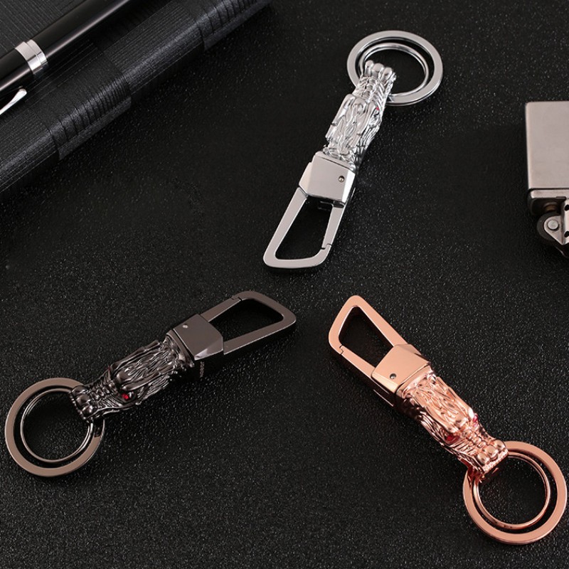 Dragon Head Car Keychain Car Key Ring Clip Carabiner Key Holder Metal ...