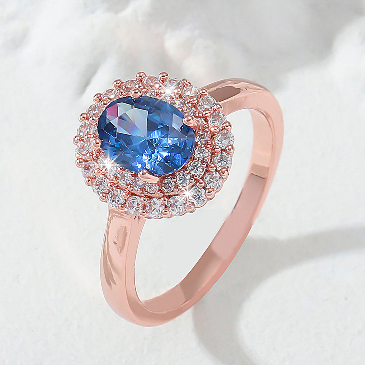 Ladies Couple Blue White Zircon Rose Gift Wedding Ring - Temu United ...