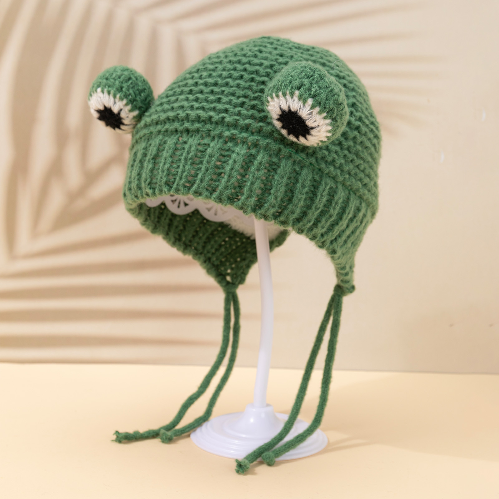 Kids Knitted Beanie Hat Cute Frog Cartoon Fleece Warm Cap - Temu Australia