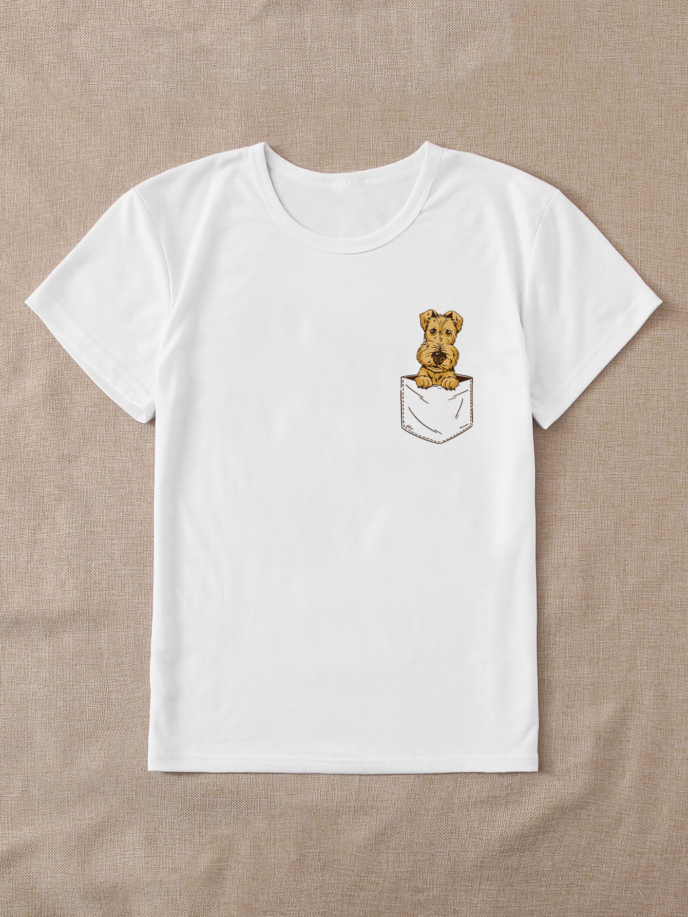 Pocket Dog Graphic T shirt Crew Neck Short - Temu New Zealand