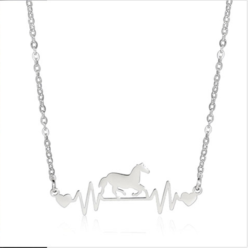 New Horse Heart Beat Electrocardiogram Necklace Lady - Temu Philippines
