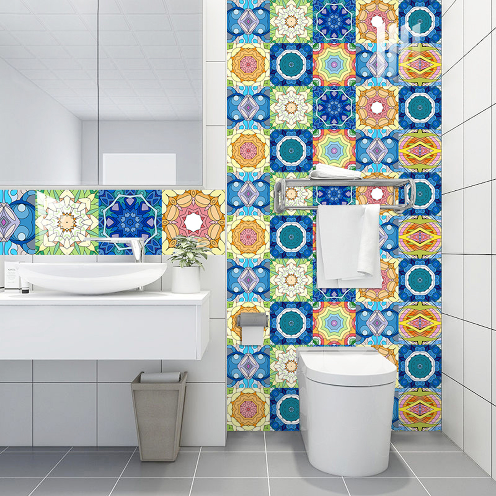 boho tile sticker vinyl backsplash bathroom wall self - Temu Australia