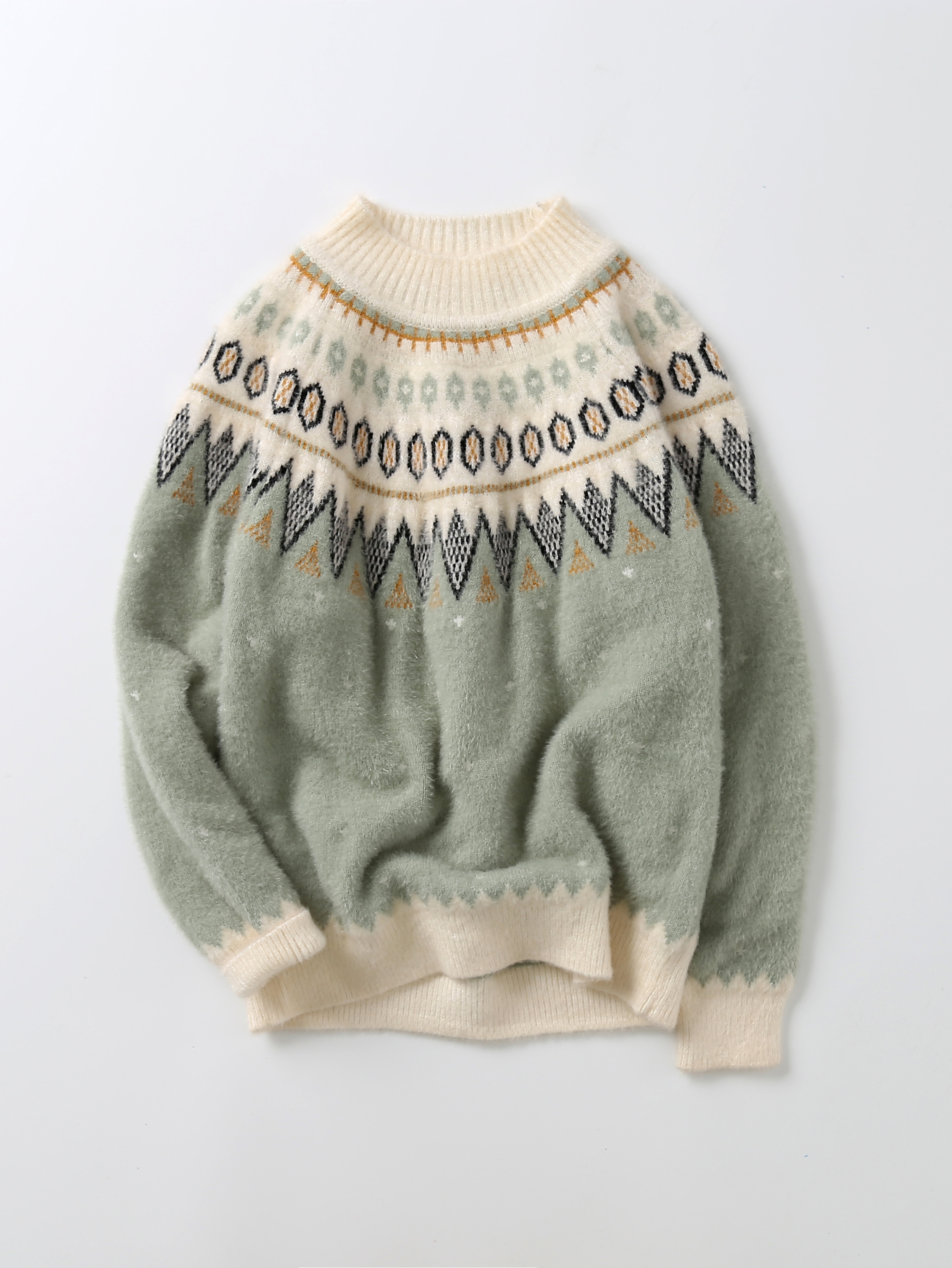 Kids Girls Casual Wool Sweater With Geometric - Temu Australia