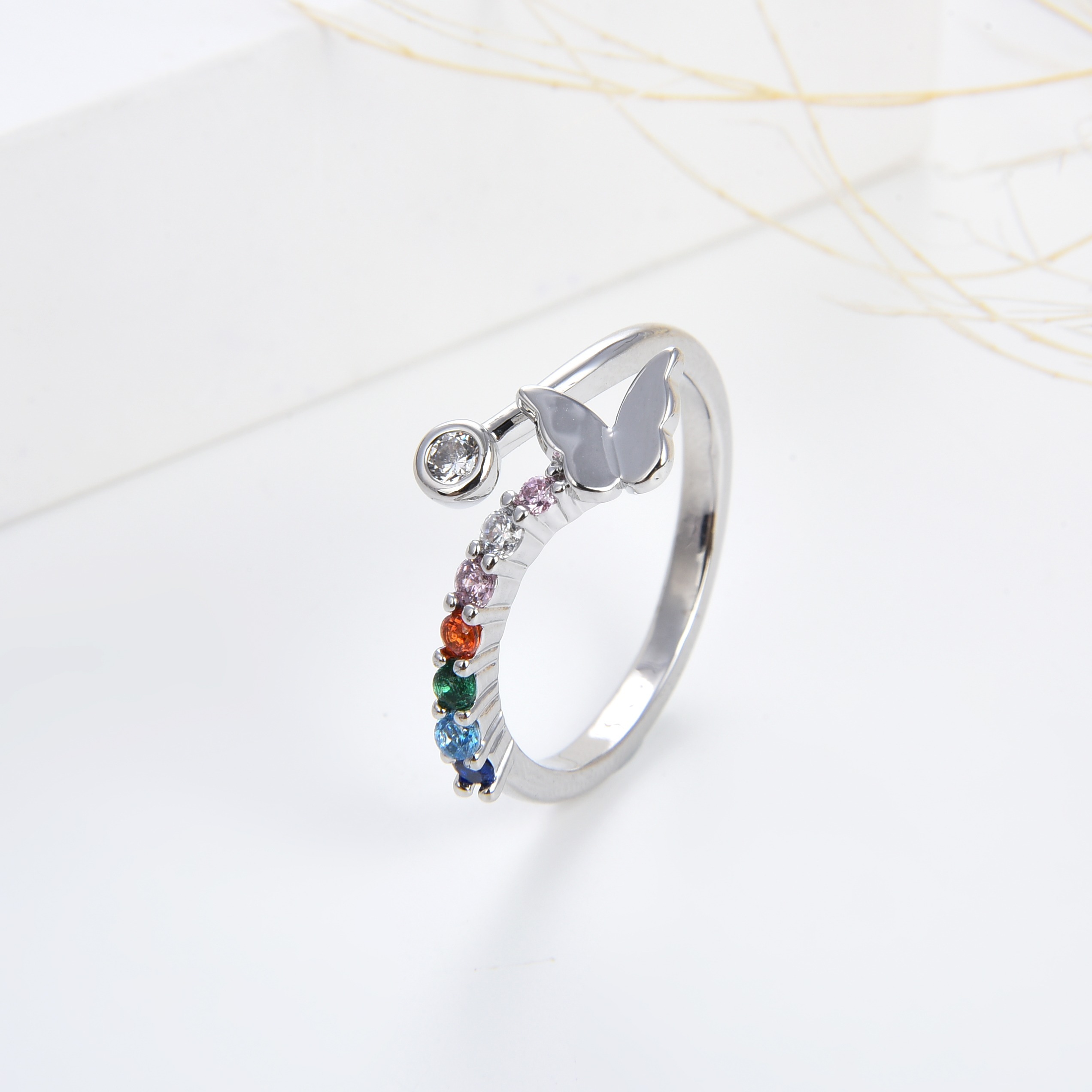 Classic Fashion Adjustable Trendy Rainbow Zircon Butterfly - Temu ...