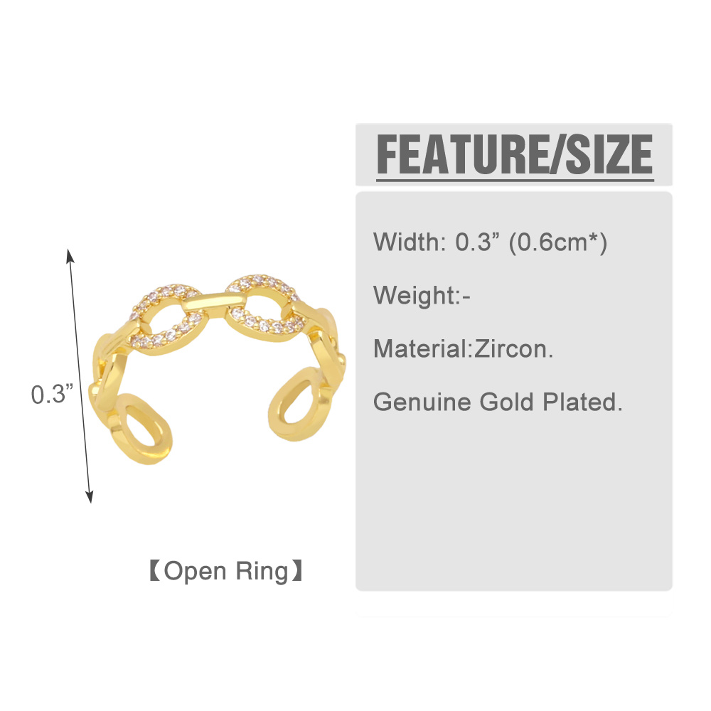 White Cz Infinity Ring Women Copper Gold Plated Chain Shape - Temu ...