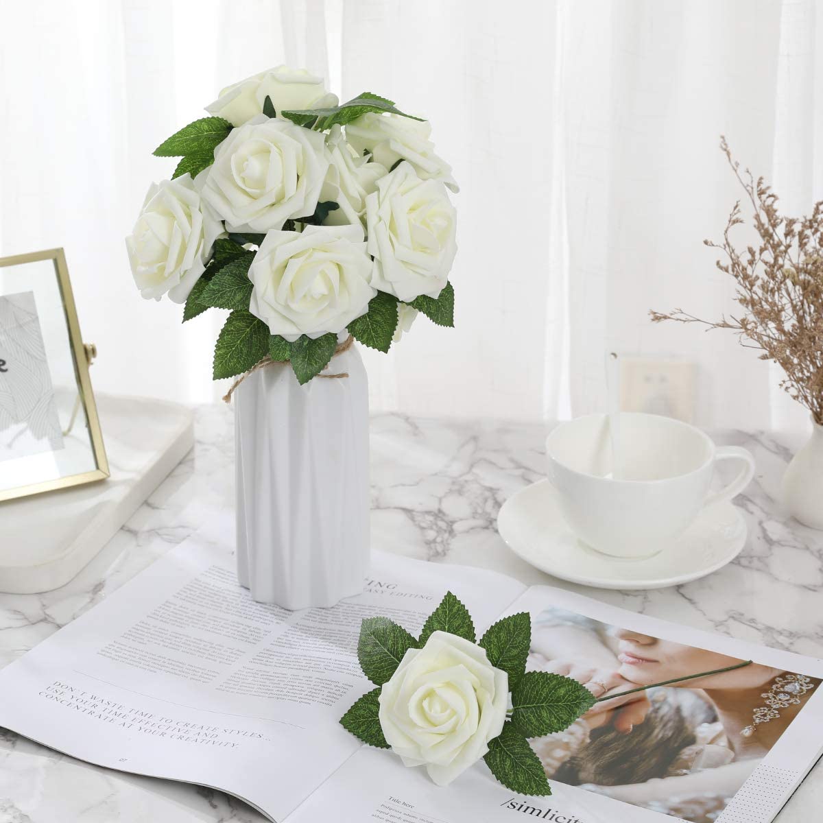 Artificial Flowers Foam Roses Stems Diy Wedding - Temu South Africa