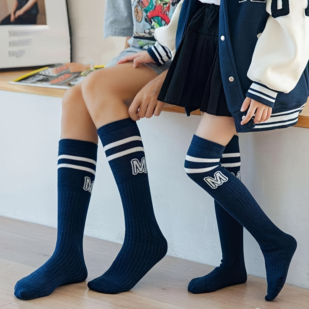 Children's Girls Striped Letter Over The Knee Socks High Socks | Shop ...