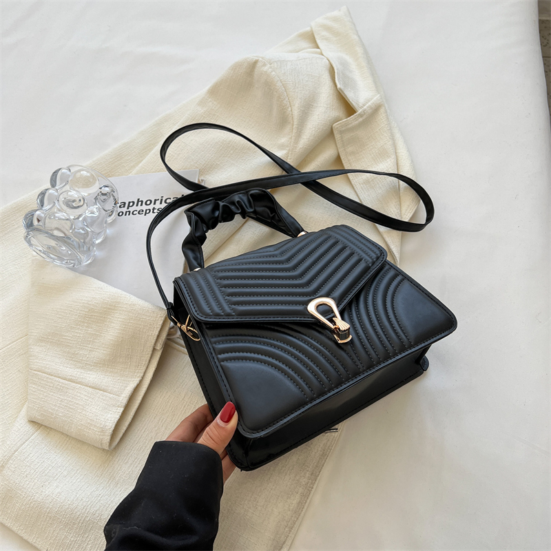 Chevron Detail Flap Hand Square Purse Buckle Decor Shoulder Stachel Bag ...