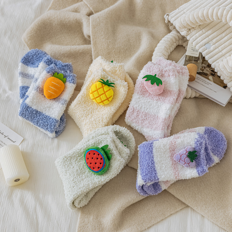 cute fruit sokcs women's winter socks coral - Temu Australia