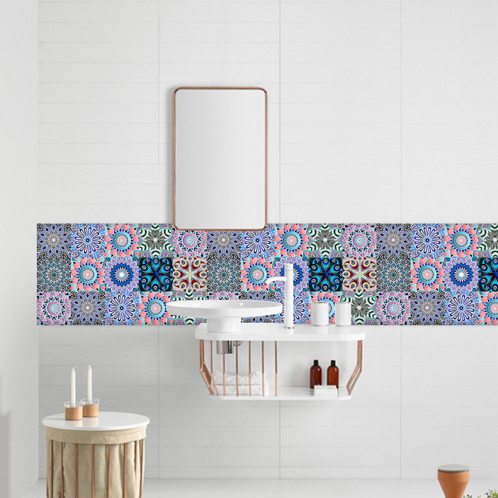Colorful Vintage Tile Stickers Diy Waterproof Self - Temu Canada