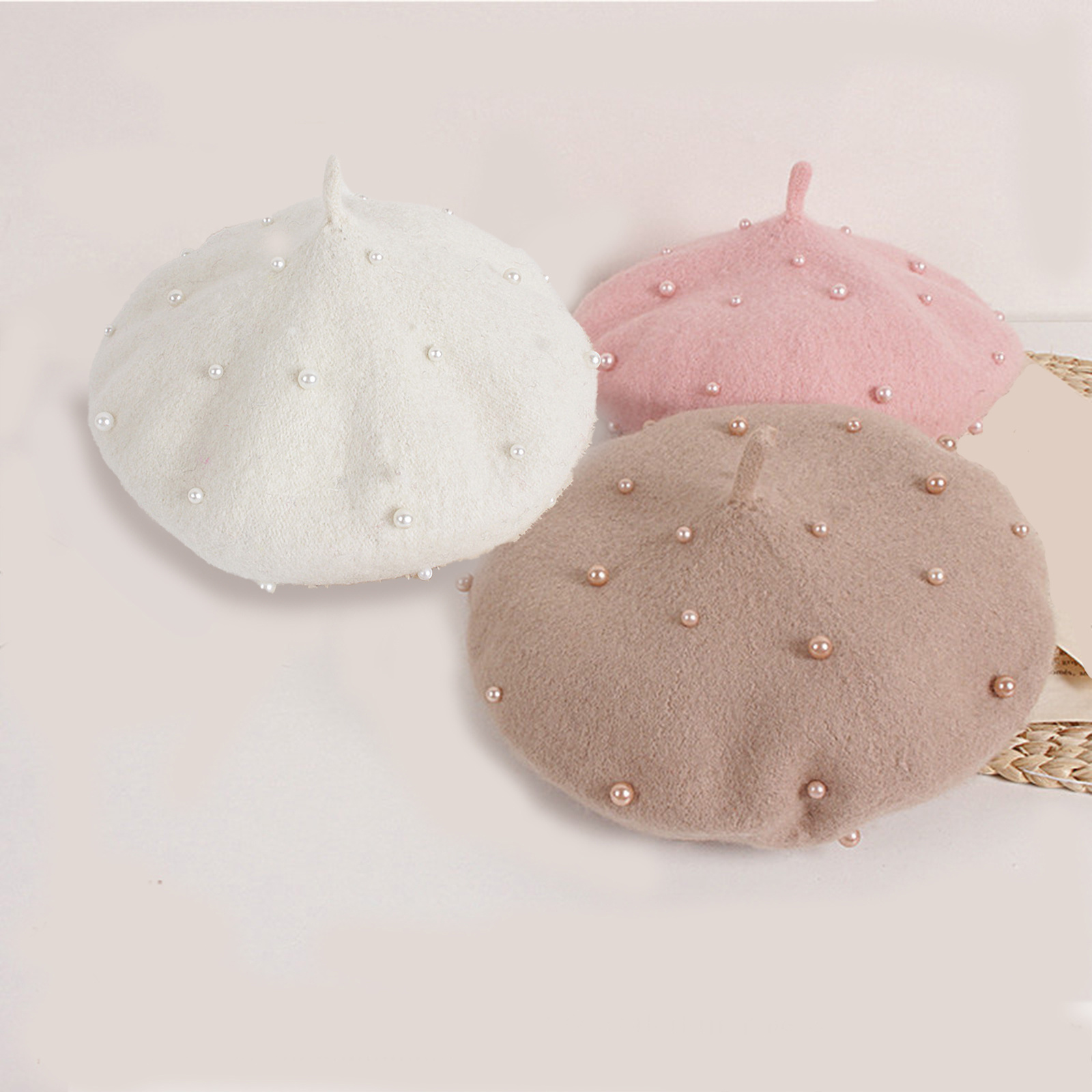Toddler Kids Girls Beret Cute Faux Pearl Warm Hat Autumn - Temu South ...