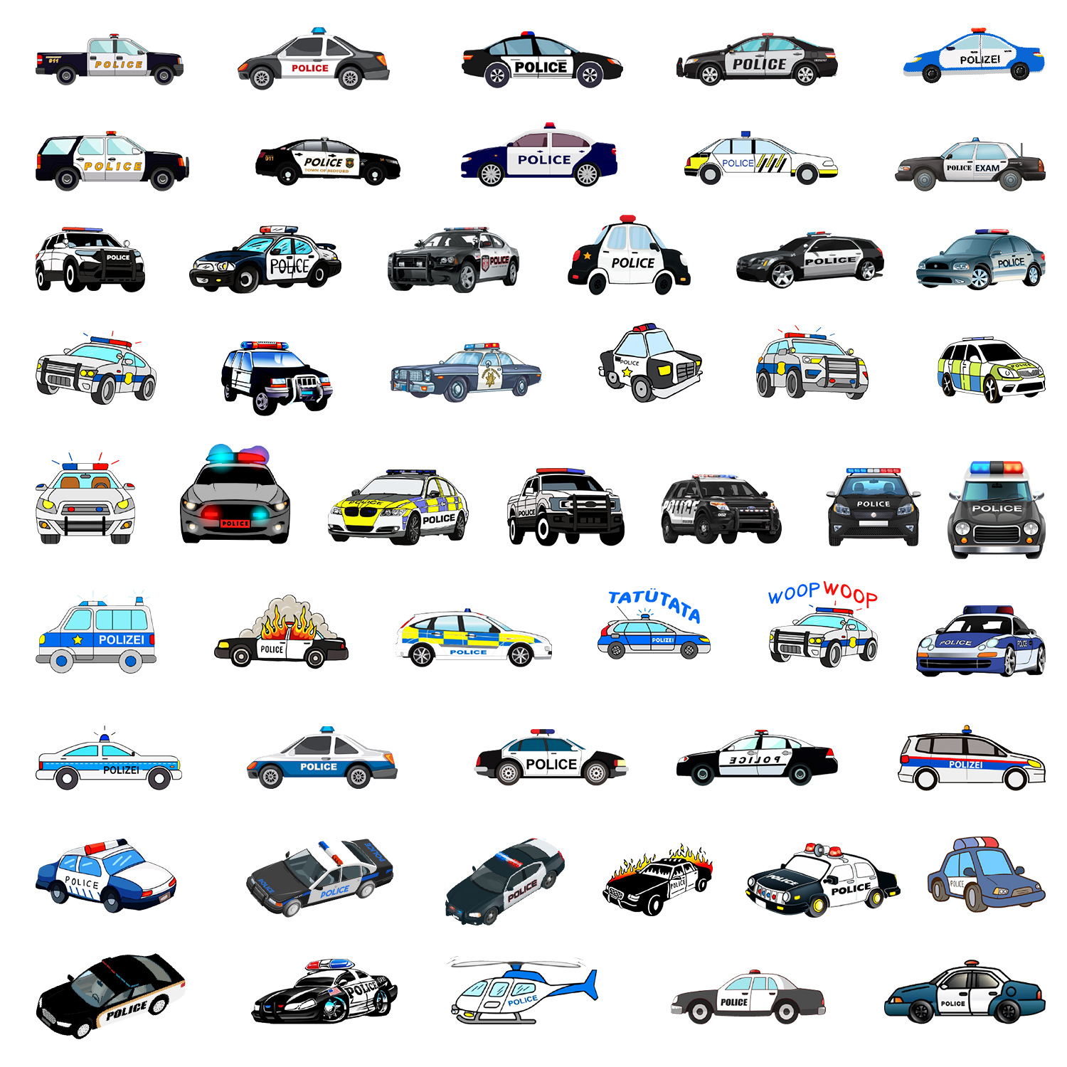 cartoon police car graffiti waterproof stickers toys - {region_name}