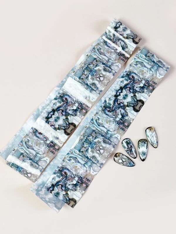 Marble Pattern Nail Art Transfer Foil Nail Stickers Shell - Temu