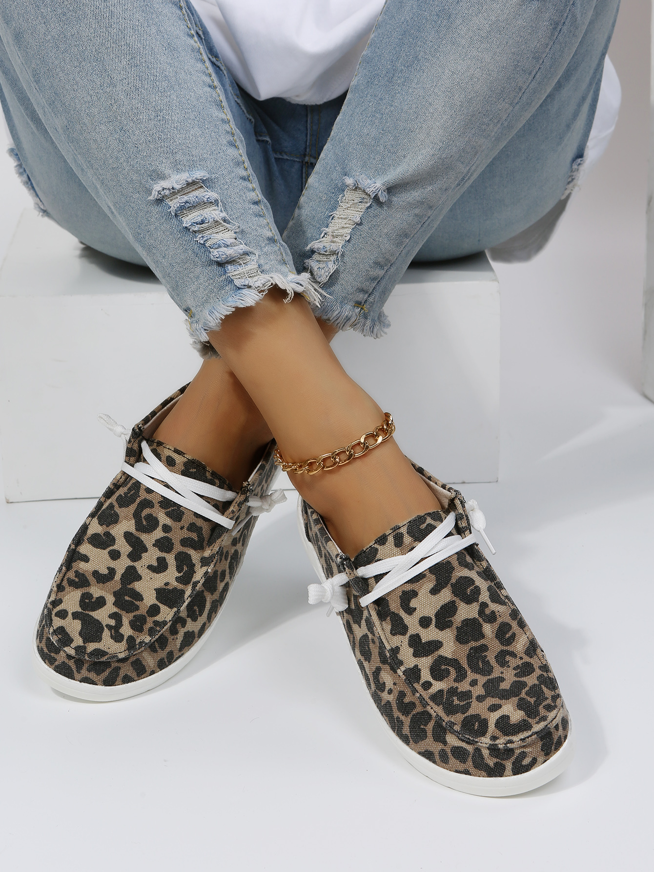 women's leopard print lace lightweight shoes minimalist low - Temu New ...