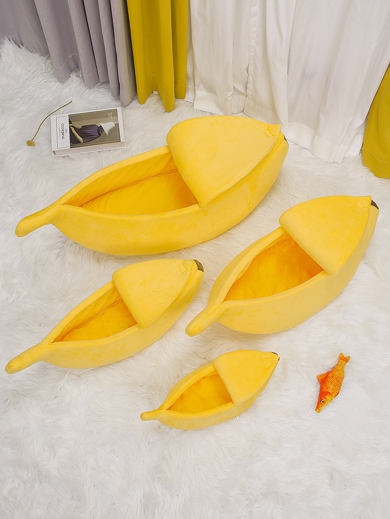 Cozy Cute: Banana Nest Warm Pet Bed Furry Friend! - Temu