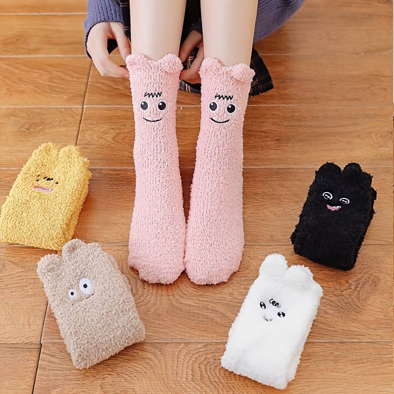 5 Pairs Womens Winter Fuzzy Socks Cozy Fluffy Warm Slipper Socks
