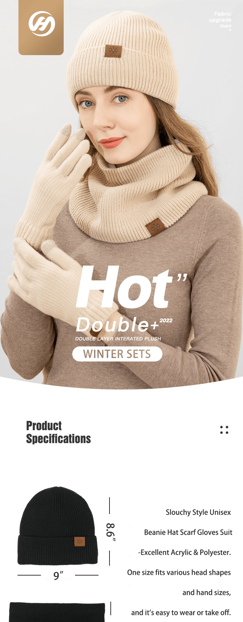 Winter Scarf Gloves Beanie Set Solid Color Knit Hats Beanies - Temu ...