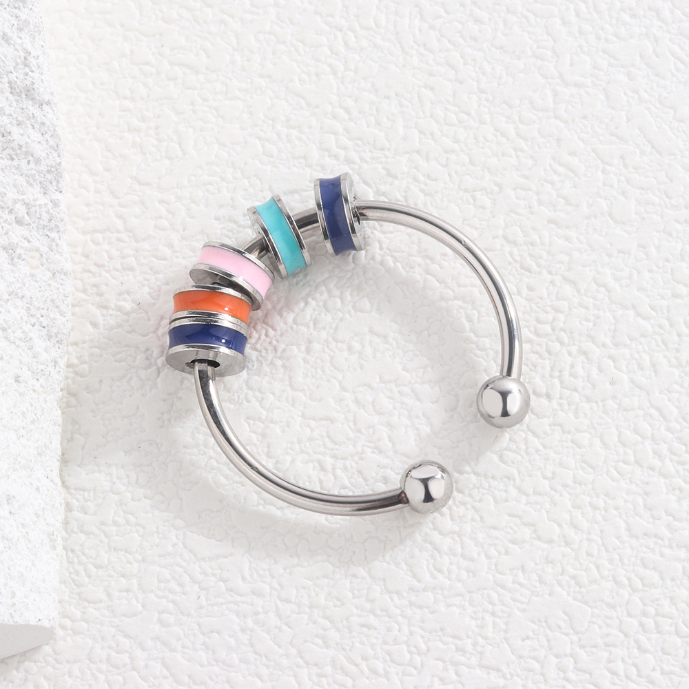 Anxiety Rotating Embossed Rotating Beaded Ring Simple - Temu New Zealand