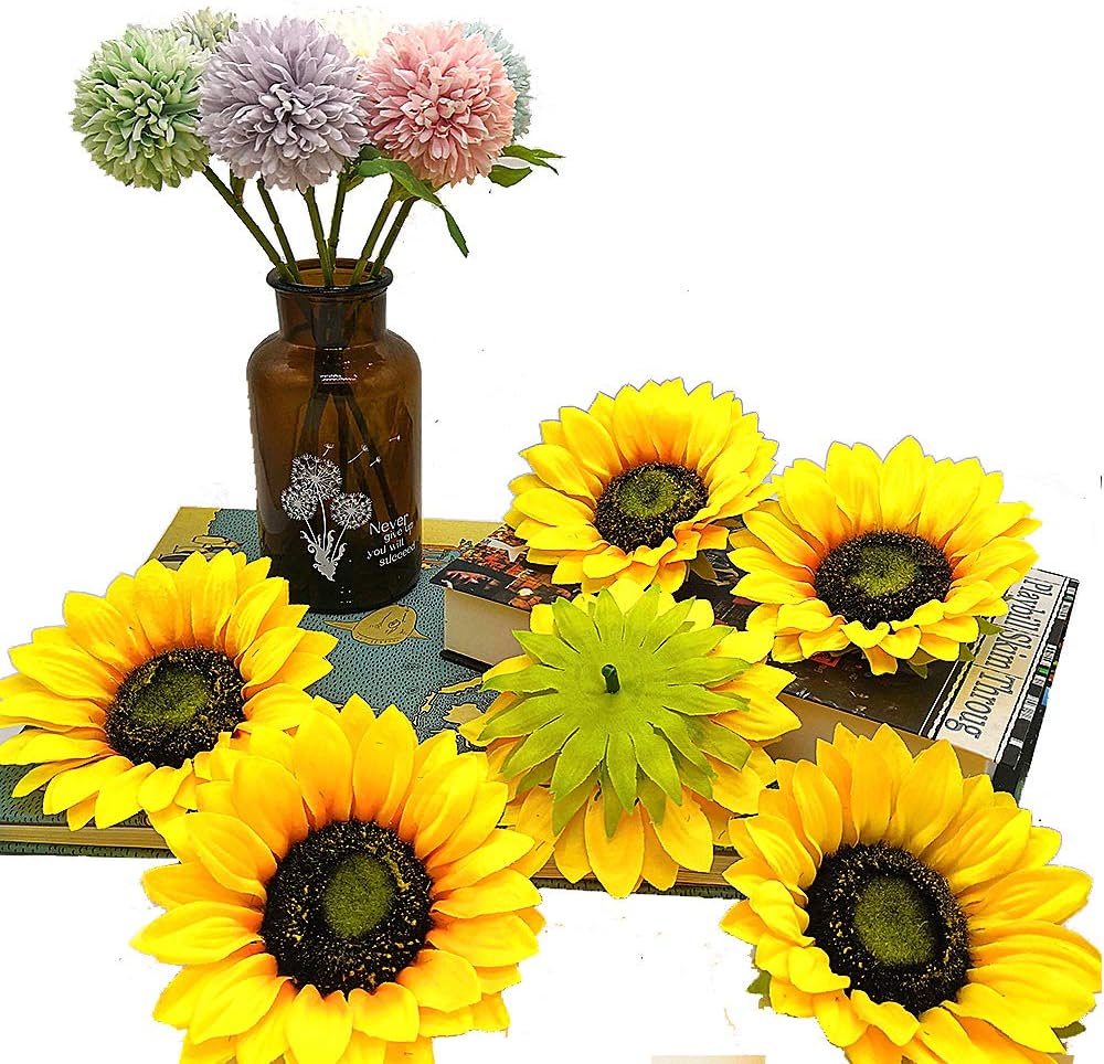 Artificial Sunflower Heads Silk Oxidation - Temu