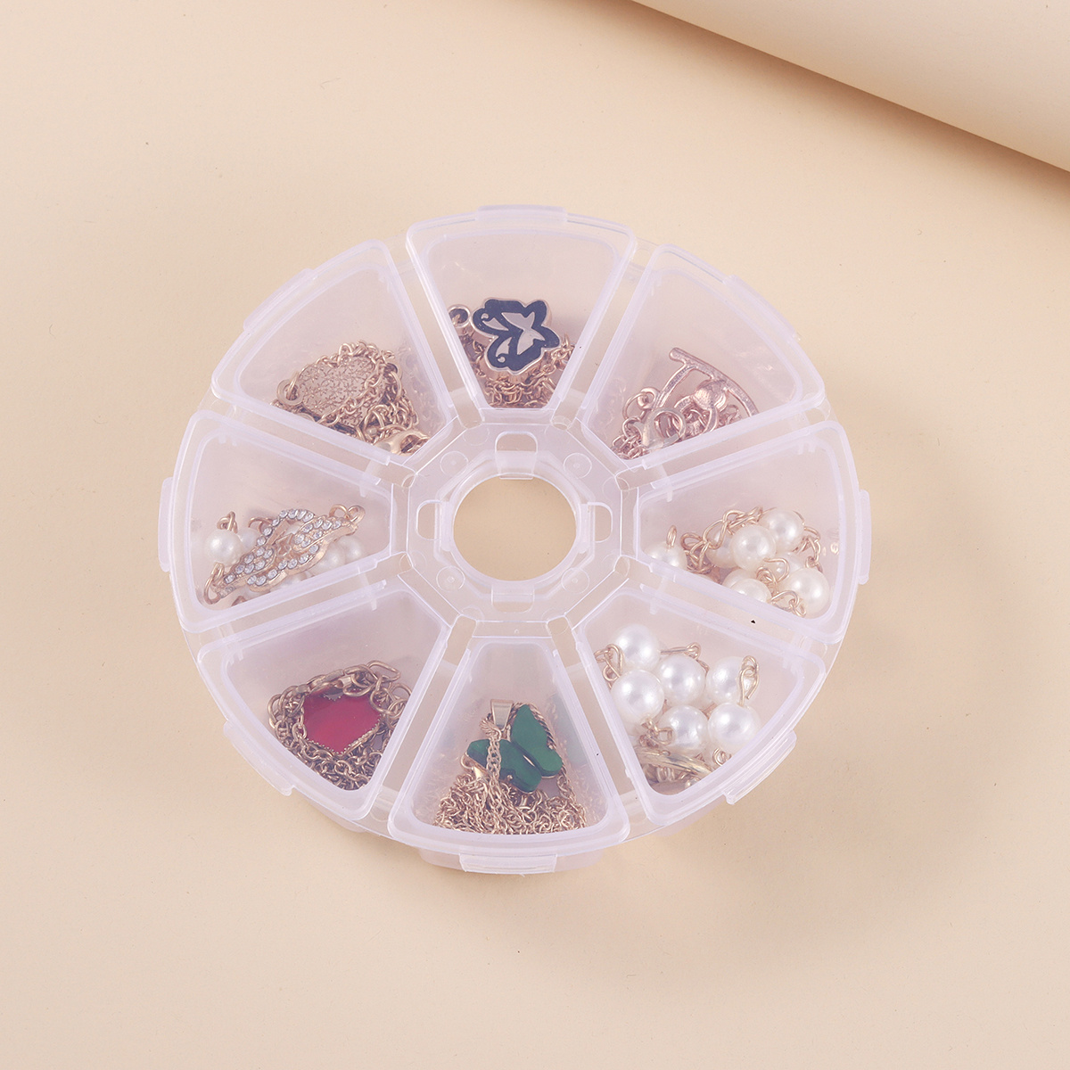 Earring Box 8 Compartments Round Resin Storage Box Bead - Temu