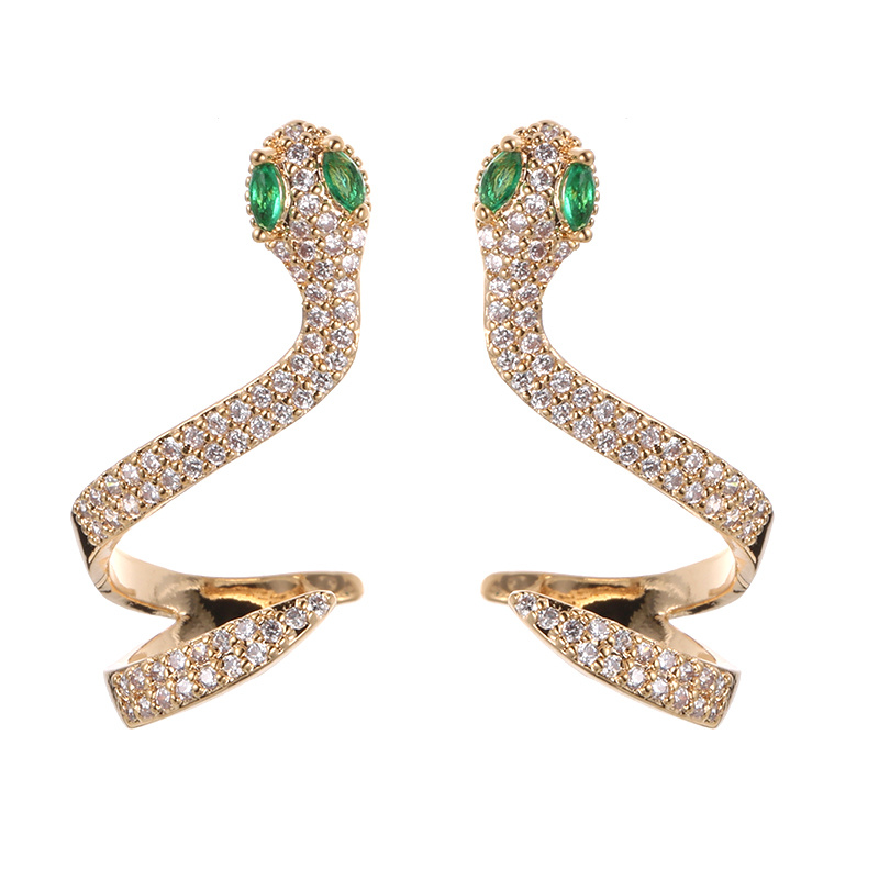 Trendy Copper Micro set Zircon Snake Earrings - Temu United Kingdom