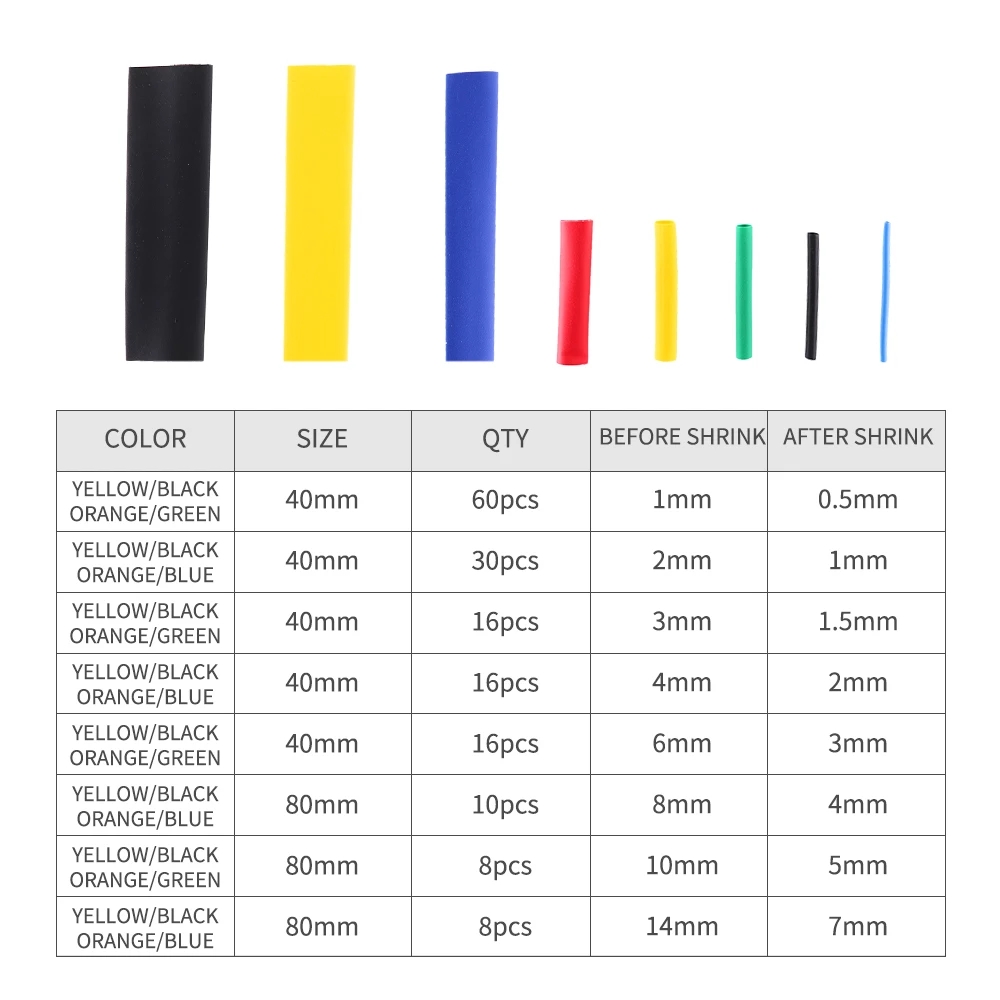 164pcs Set Polyolefin Assorted Tube Wire Cable Insulated Sleeving ...