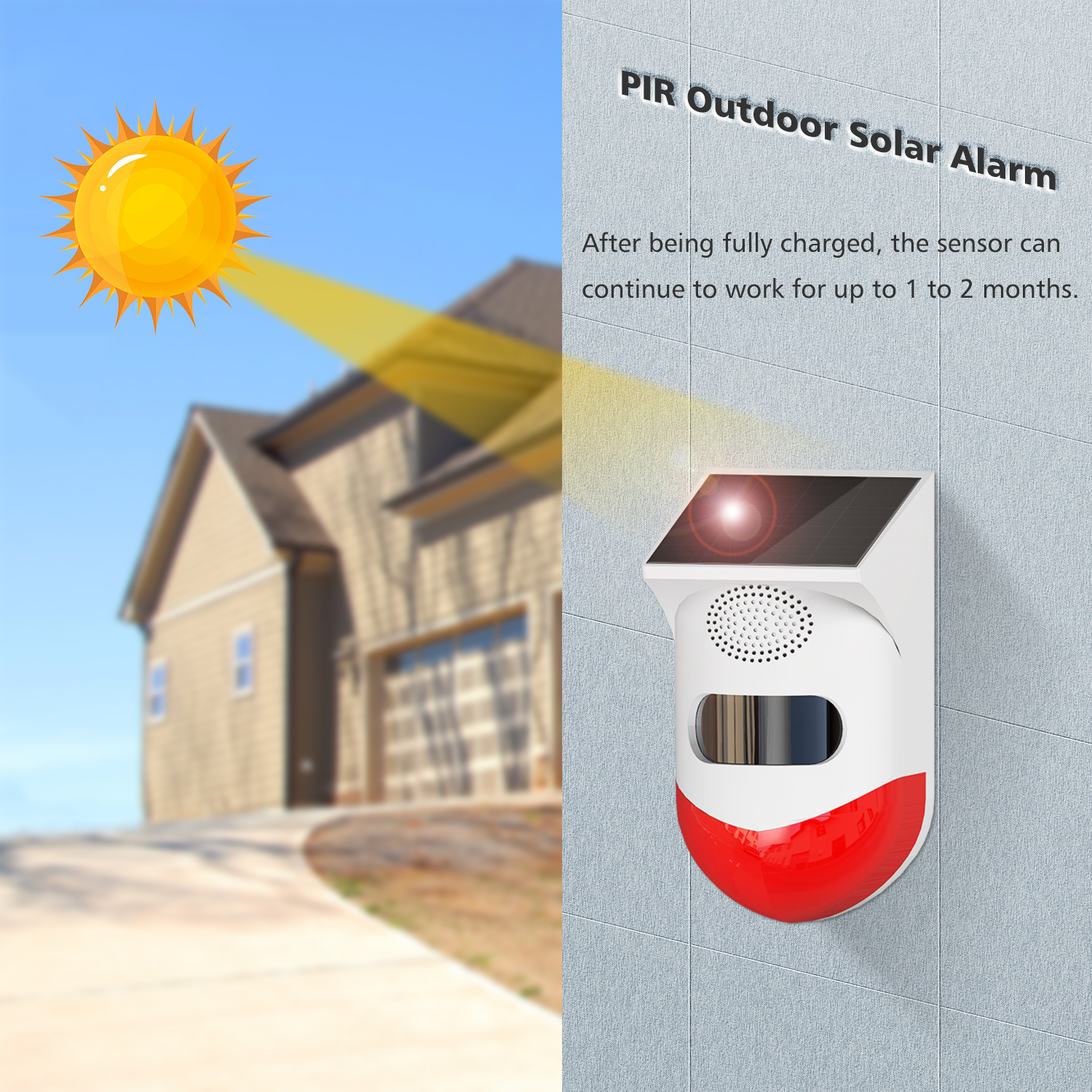 Property Solar powered Siren Motion sensing - Temu