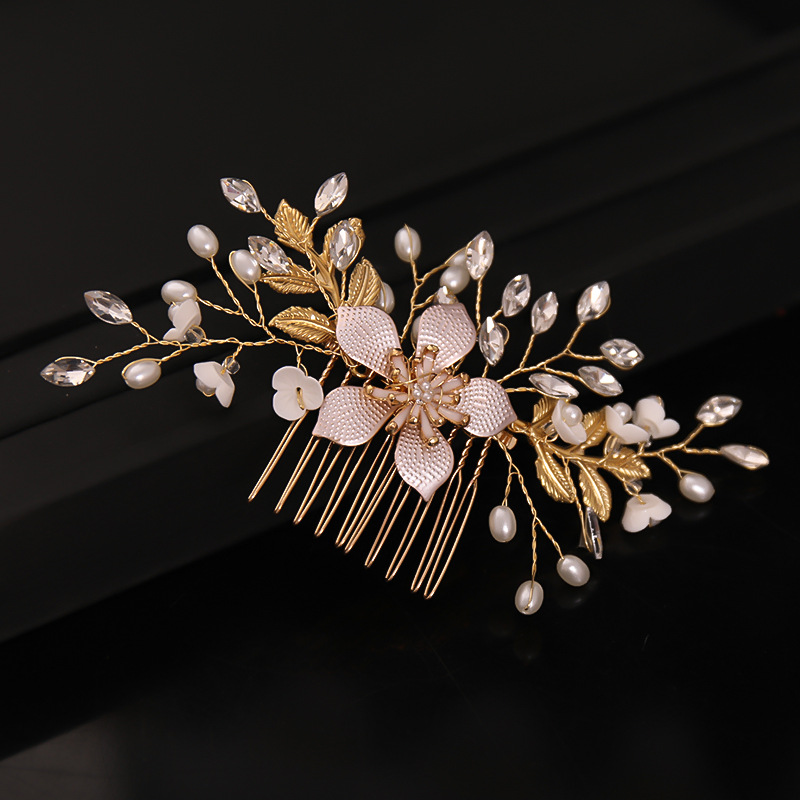 Boho Wedding Bridal Wreath Comb Pearl Golden Long Hair Vine - Temu United