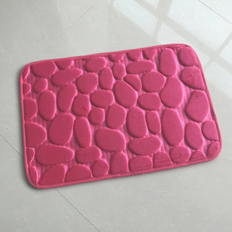 1pc Memory Foam Bath Rug Cobblestone Embossed Bathroom Mat Rapid Water ...