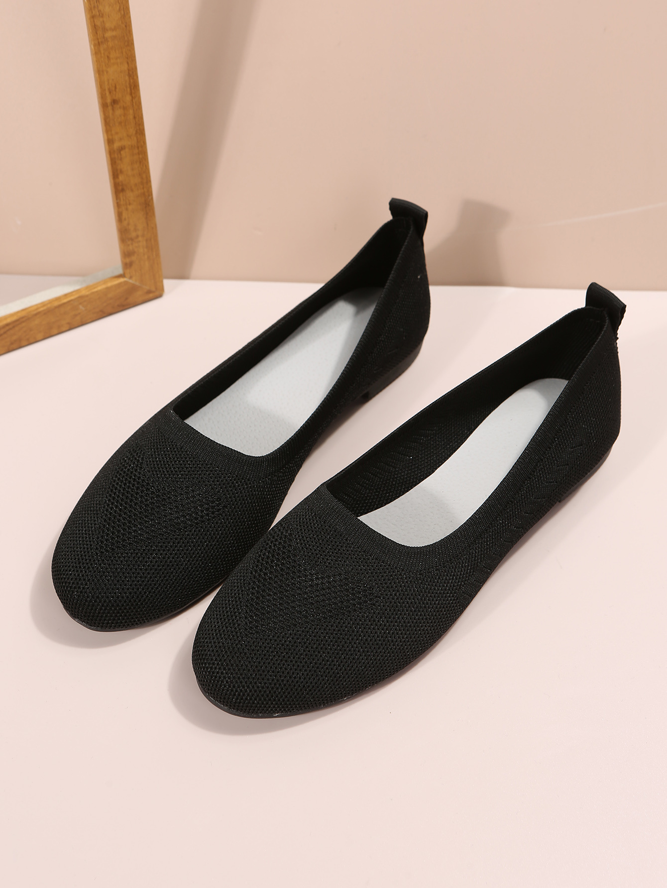 Women's Knitted Slip Flat Shoes Comfortable Casual Shoes - Temu Canada