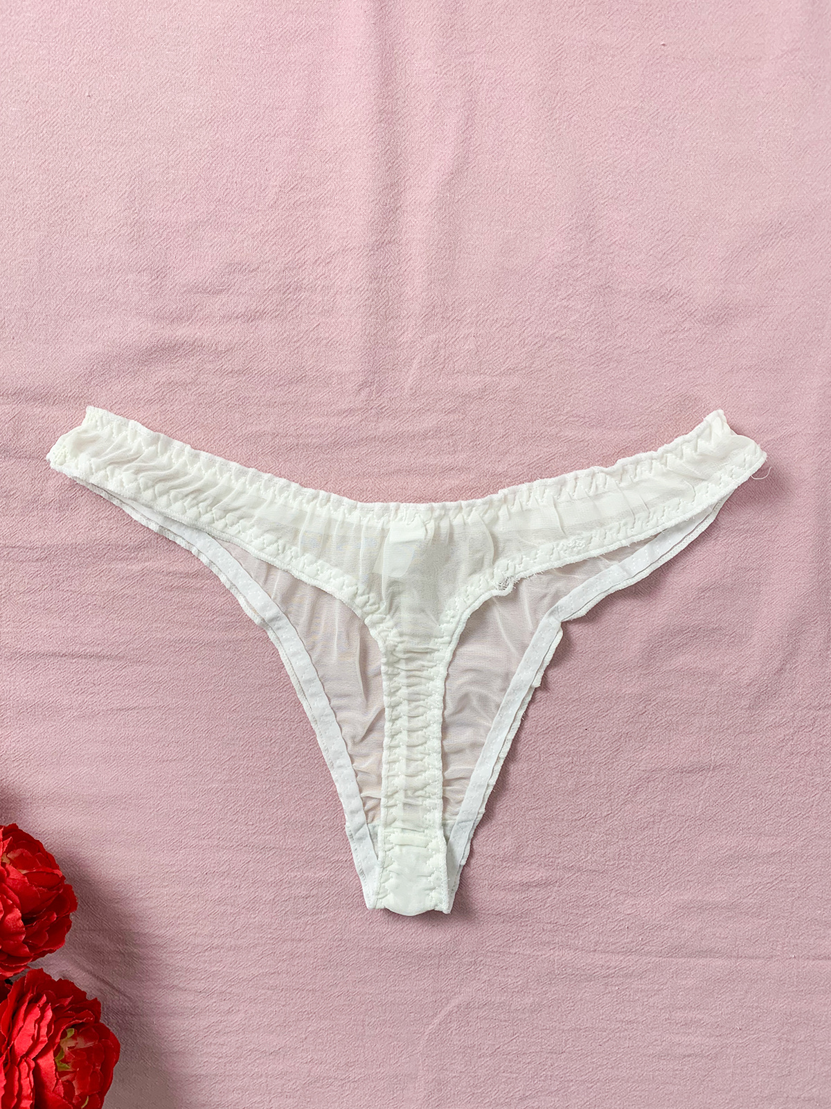 Cute Sexy Elastic Trim Breathable Semi Sheer Thongs Panties Temu