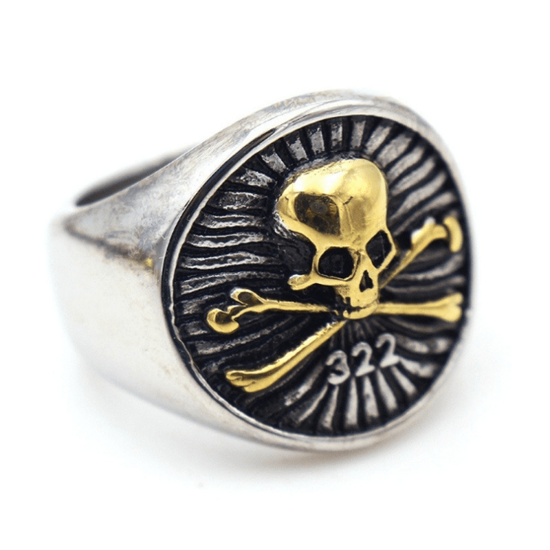Classic Punk Gothic Men's Metal Two Tone Skull Ring Glamour - Temu ...